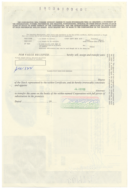 Savin Corporation Stock Certificate - Ghosts of Wall Street