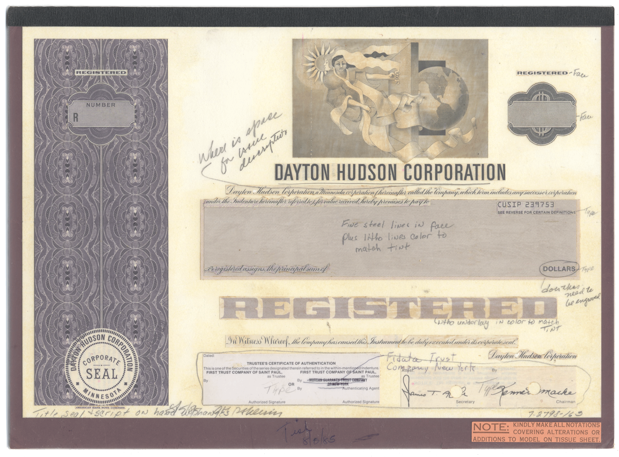 Very Rare DAYTON HUDSON (TARGET) Working Proof Stock Certificate ...