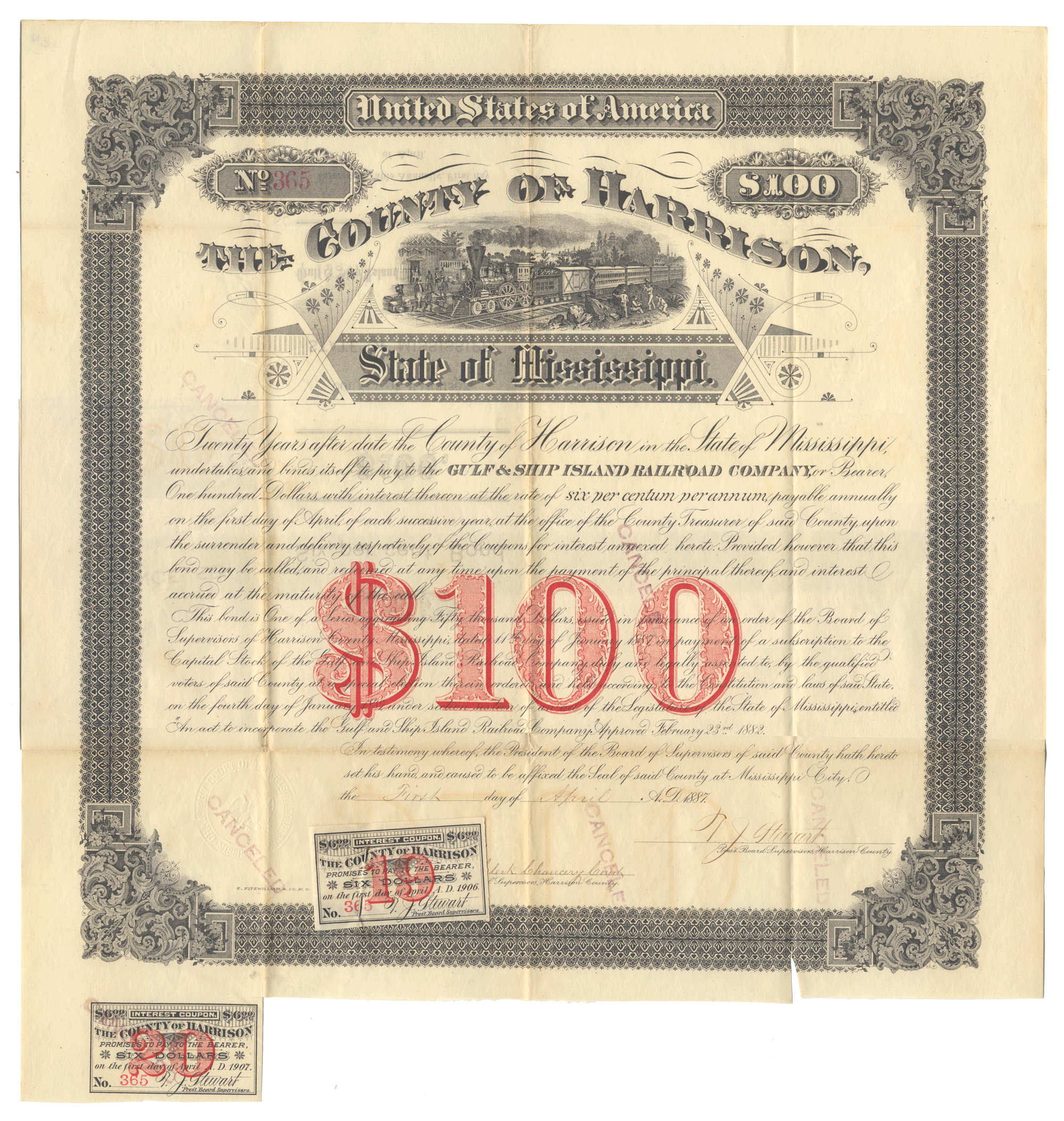 Gulf & Ship Island Railroad Company (Harrison County, Mississippi) Bond ...