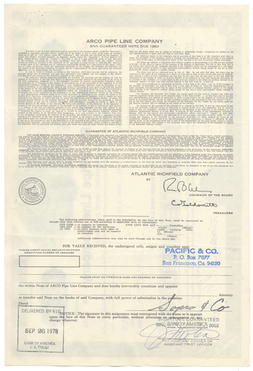 ARCO Pipe Line Company Bond Certificate - Ghosts of Wall Street