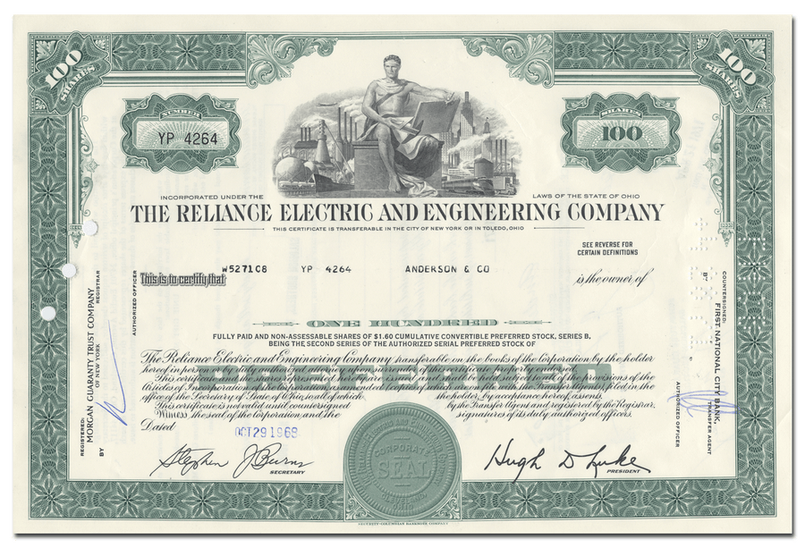 Reliance Electric and Engineering Company Stock Certificate - Ghosts of ...