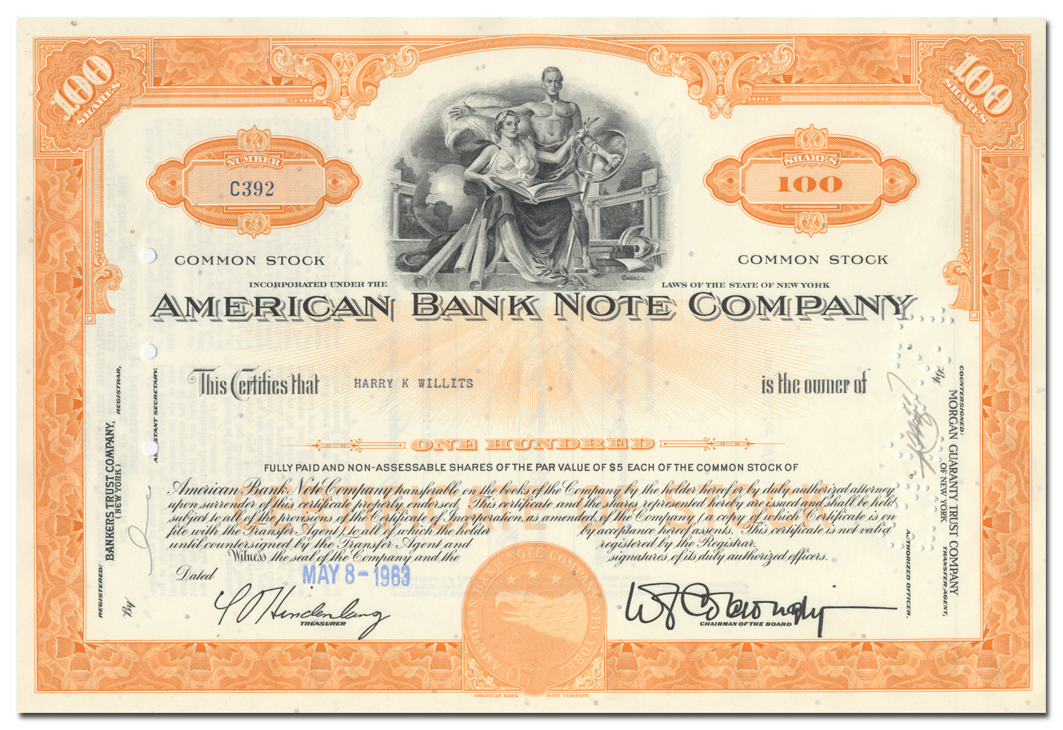 American Bank Note Company Stock Certificate - Ghosts of Wall Street