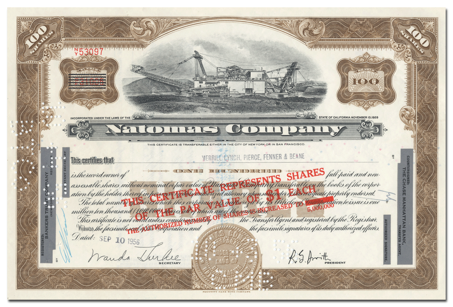 Natomas Company Stock Certificate - Ghosts of Wall Street